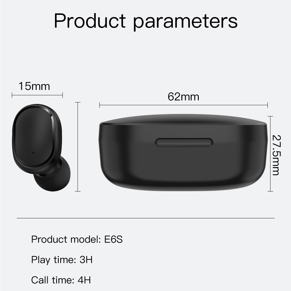 E6S TWS Wireless Bluetooth 5.0 Earbuds Black - Mobile City