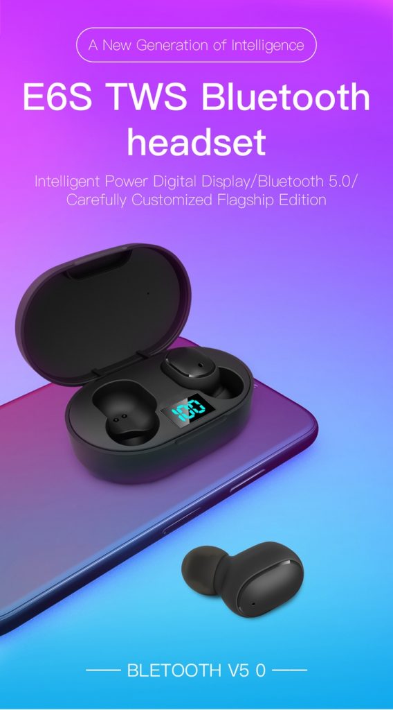 E6S TWS Wireless Bluetooth 5.0 Earbuds Black - Mobile City
