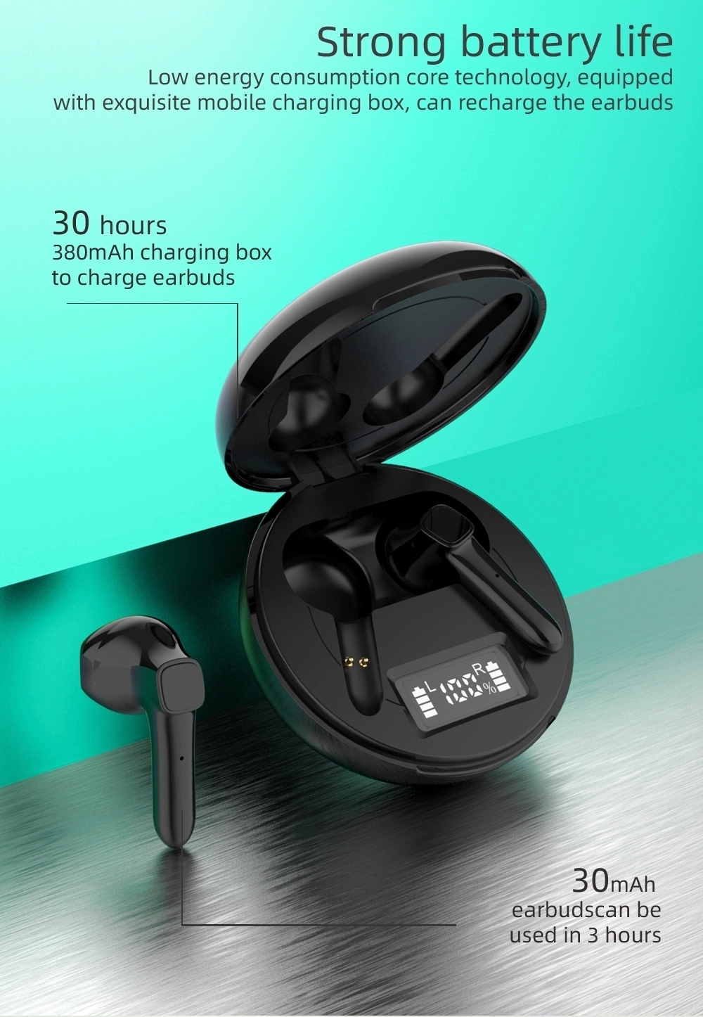 NS-Pro8 TWS Wireless Bluetooth 5.0 Earbuds Black - Mobile City