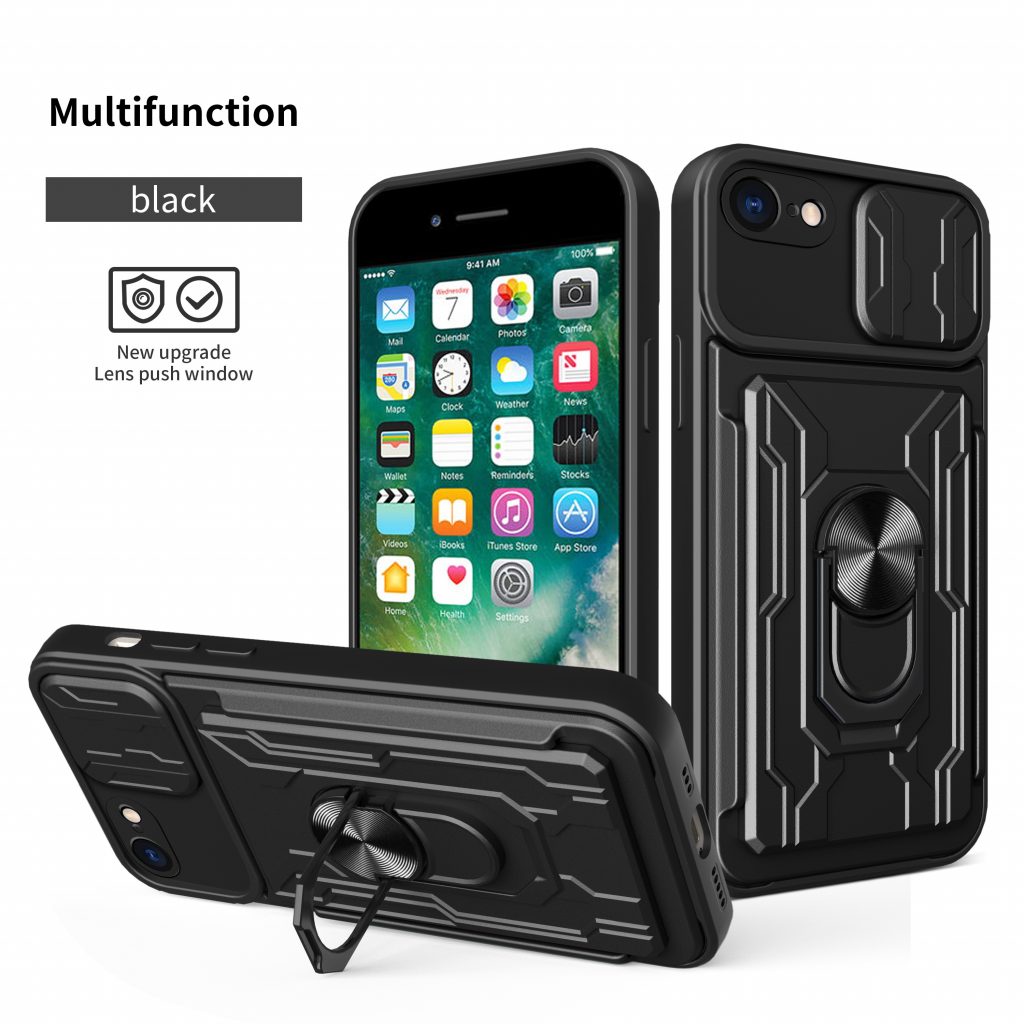 iPhone SE 2022/2020 Case, iPhone 7/8 Case, Kickstand Case with Slide Camera Cover & Card Holder ...