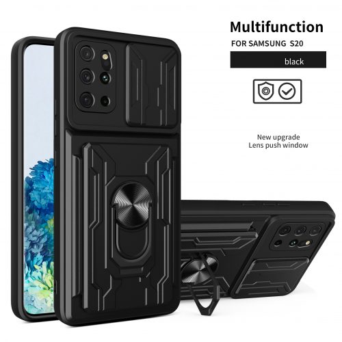 Samsung Galaxy S20 FE Case, Kickstand Case with Slide Camera Cover & Card Holder Slot, Built-in ...