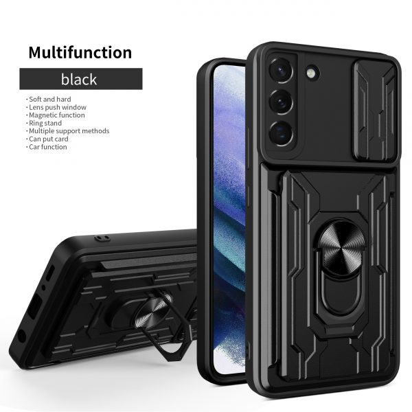 Samsung Galaxy S22 Plus Case, Kickstand Case with Slide Camera Cover & Card Holder Slot, Built ...