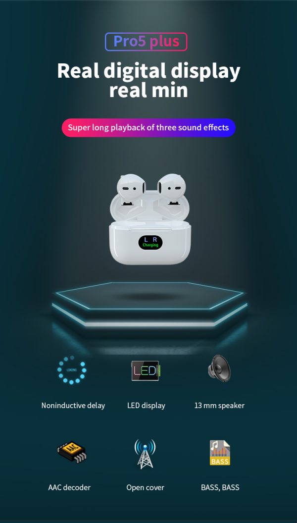 Pro5 Plus TWS Headphones Wireless Bluetooth Earphones - Mobile City