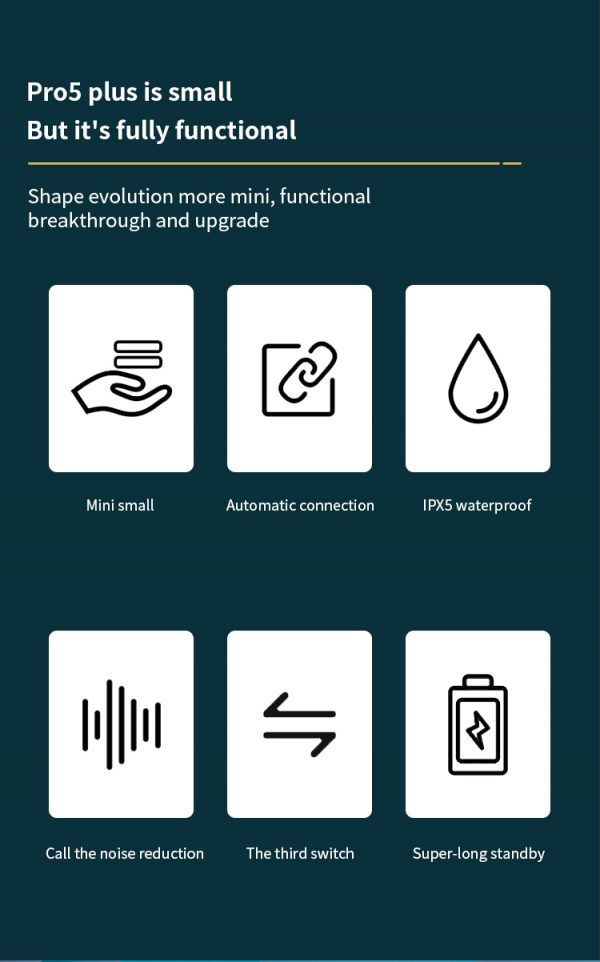 Pro5 Plus TWS Headphones Wireless Bluetooth Earphones - Mobile City